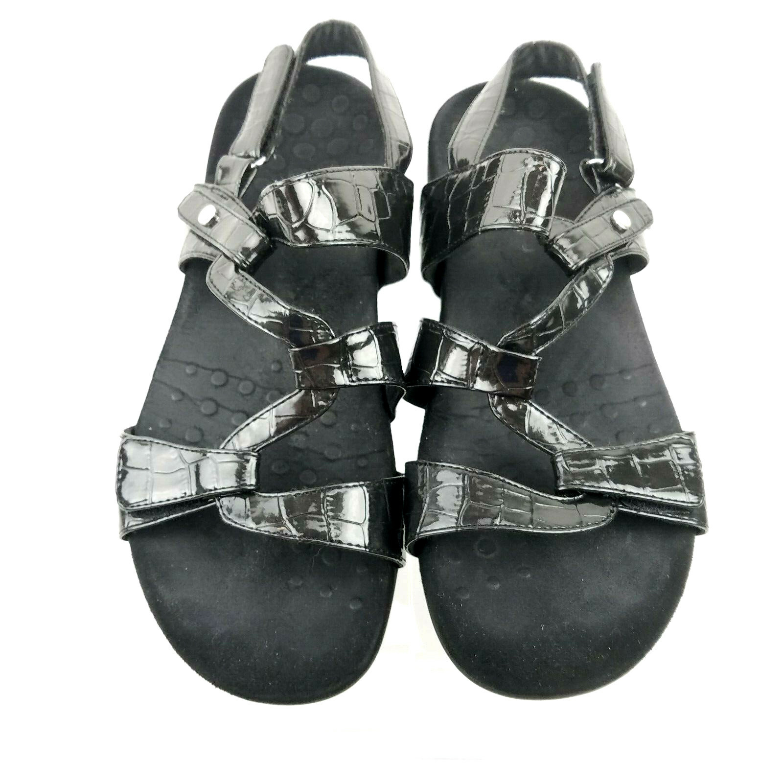 Vionic Women’s Sandals Backstrap Paros Black Patent leather Croc Print ...