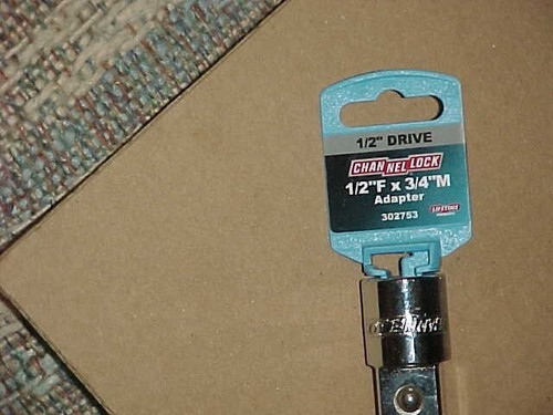 CHANNEL LOCK SOCKET 1/2" DRIVE 1/2" F x 3/4" M ADAPTER NEW OLD STOCK w ...