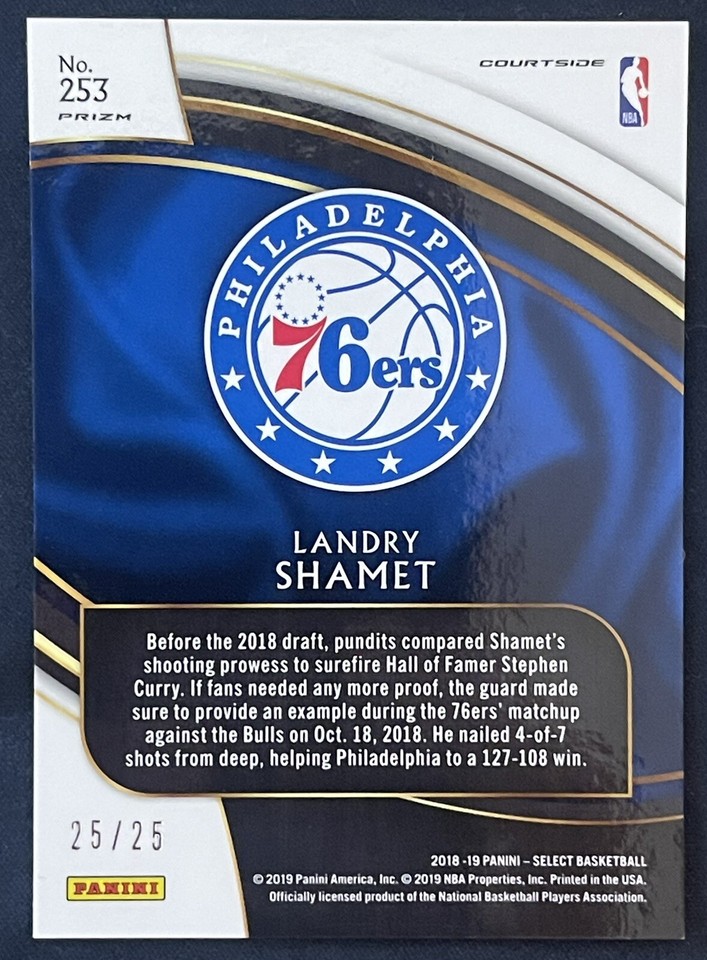 Landry Shamet 2018-19 Panini Select Courtside Tie Dye Prizm SP #’rd 25/ ...