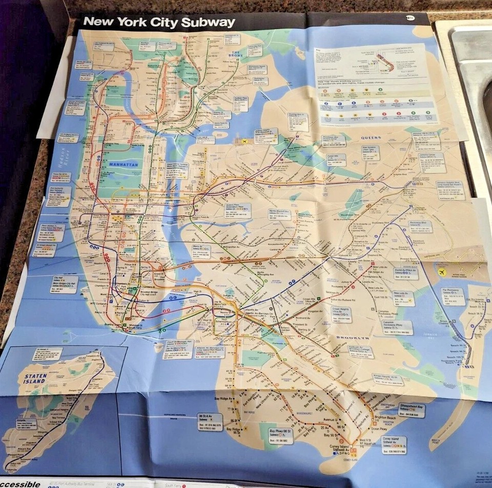 New York City Subway Transit Map September 2018 Vintage NYCT MTA LIRR ...