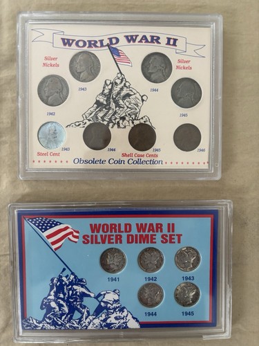 TWO WWII Collector Coin Sets - Obsolete Coins & Mercury Silver Dimes ...
