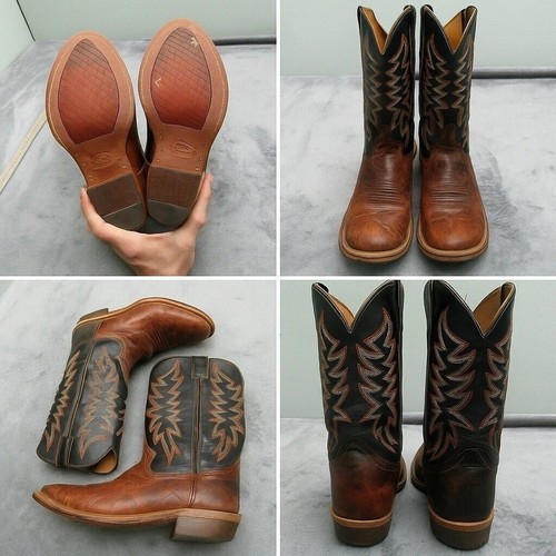 Justin Roper Cowboy Boots Mens 9 D Brown Leather Western Cowboy Vintage ...