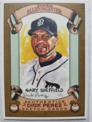 2007 Topps Allen & Ginter #10 Gary Sheffield Dick Perez Baseball Sketch ...