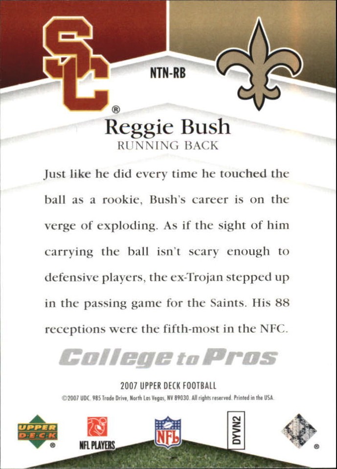 2007 Upper Deck NCAA to NFL #RB Reggie Bush Card | eBay