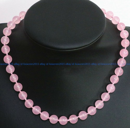 Fashion Natural 6/8/10/12mm Pink Rose Quartz Gems Round Beads Necklace ...