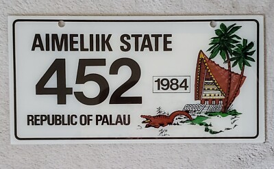 1984 Republic of Palau Aimeliik State Automobile License Plate ++ EX | eBay