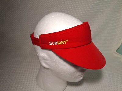 Vintage 1980s Subway Logo Red Visor Food Service Employee Adjustable ...