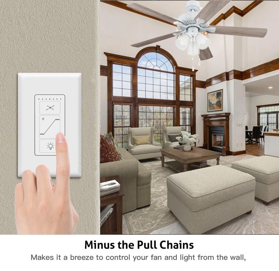 Ceiling Fan & Dimmer Wall Switch, 2 in 1 Light and Fan Combination ...