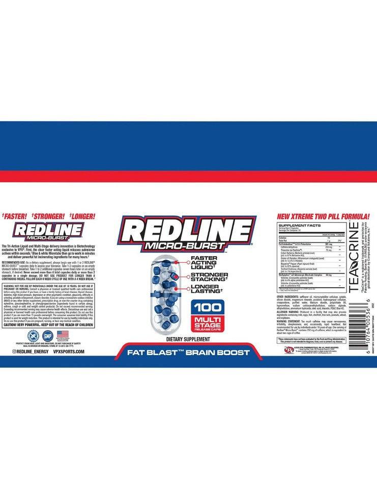 VPX Redline Microburst - Thermogenic Fat Burner, 100 Caps | ENERGY ...