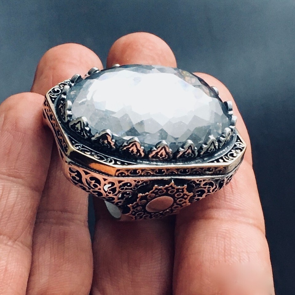 Super Crystal Ring Sterling Silver Crystal Quartz heavy Unique ...