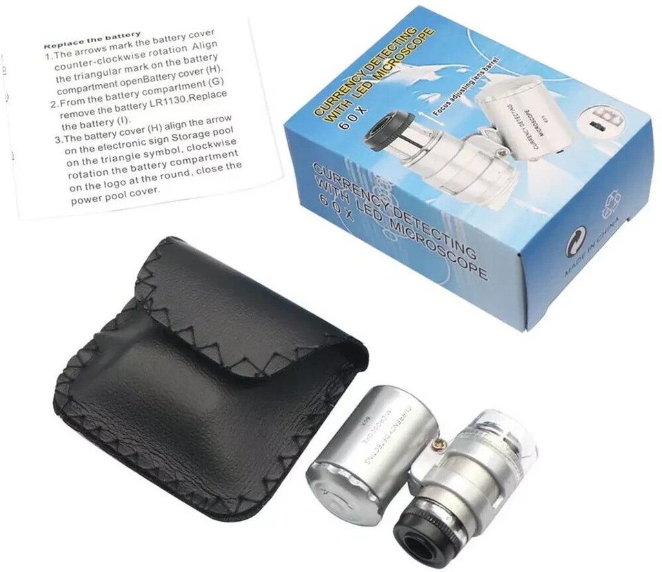 60X Magnifying Loupe Jewelry Jewelers Pocket Magnifier Loop Eye Glass ...