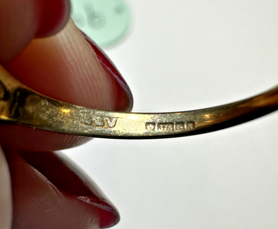 Victorian British Hallmark 9k Gold 2.2g Red Ruby Diamond Opal Sz 7 ...