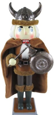 Wooden Christmas Nutcracker ,15", VIKING MALE IN HELMET WITH AN AXE ...