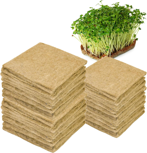 32PCS Hemp Mats for Growing Microgreens 5" X 5" Jute Fiber Grow Mats ...