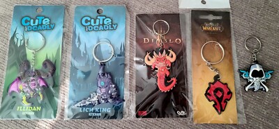 Blizzcon Key Chain Set (Illidan, Diablo, Lich King, Tyrael, Horde Logo ...