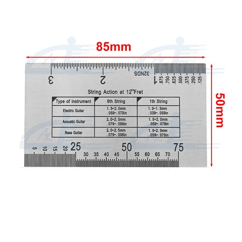 Guitar Neck Straight Edge Fret Rocker Feeler Radius Gauge String Action ...