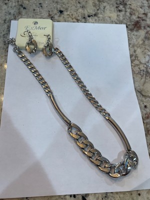 NWT ESMOR SILVER TONE LARGE LINK DESIGN 16 IN NECKLACE AND EARRINGS | eBay