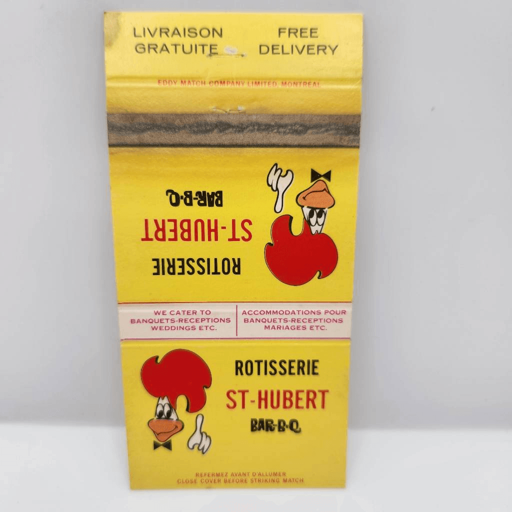 Vintage Matchcover Rotisserie St Hubert Bar-B-Q Quebec Canada Chicken ...