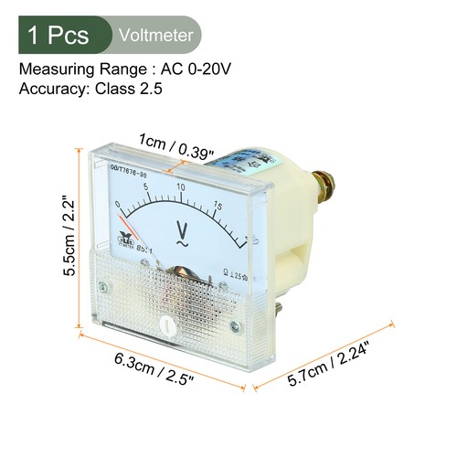 Analog Panel Voltmeter, 85L1 AC 0-20V Volt Meter Gauge(White, Rectangle ...
