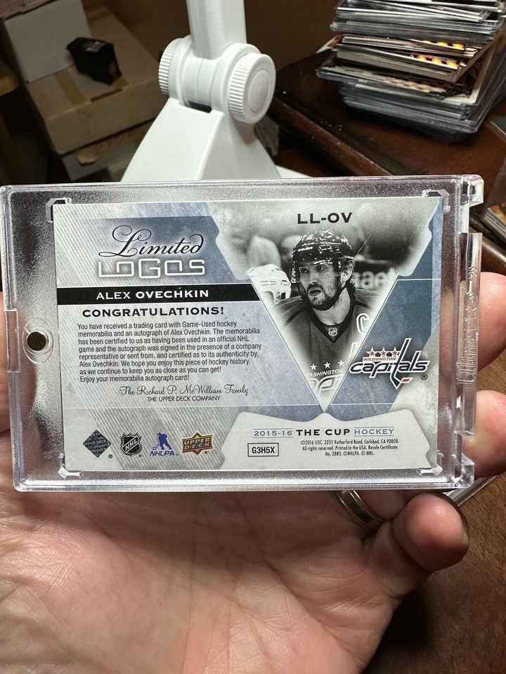 2015/16 The Cup Alex Ovechkin Ovi Auto Game Used Patch Limited Logo 25/ ...