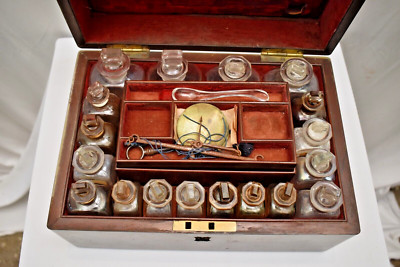 Antique Surgeon’s Apothecary Medical Kit Box with Glass Bottles ...