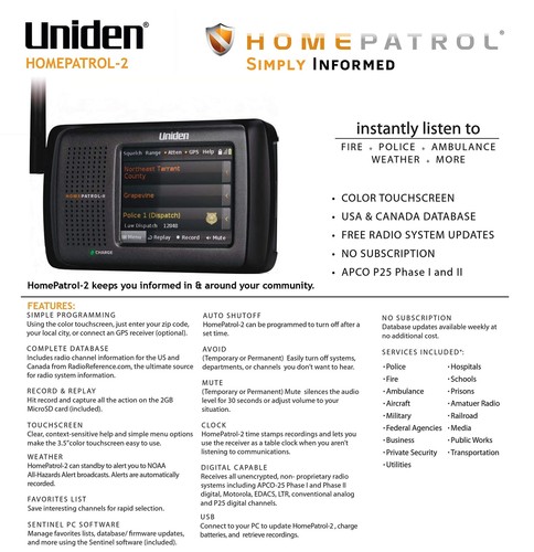 Uniden HomePatrol-2 Touchscreen Scanner for sale online | eBay
