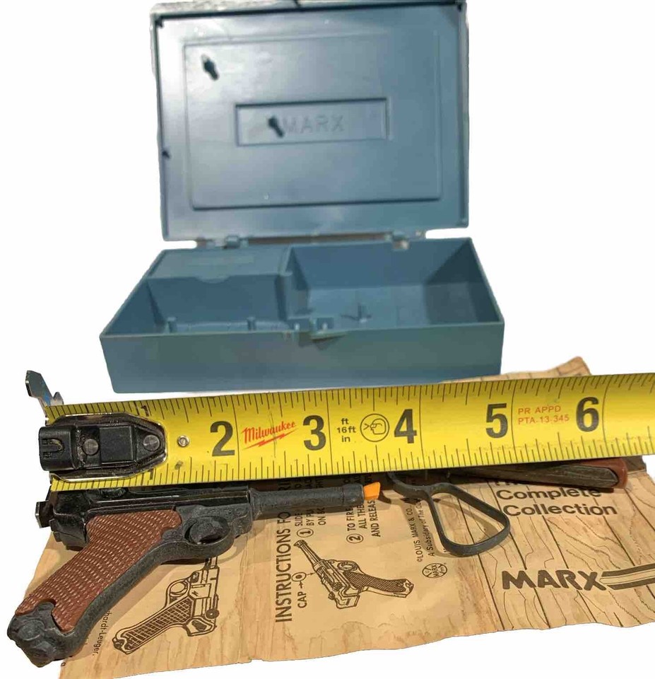 VTG Marx Miniature Set 9mm Luger Case 2 Cap Pistol Gun Rifle Official ...