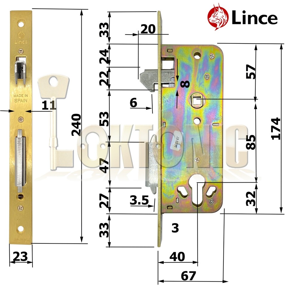 Lince High Security Mortice Sliding Door Auto Locking Hook Claw Bolt ...