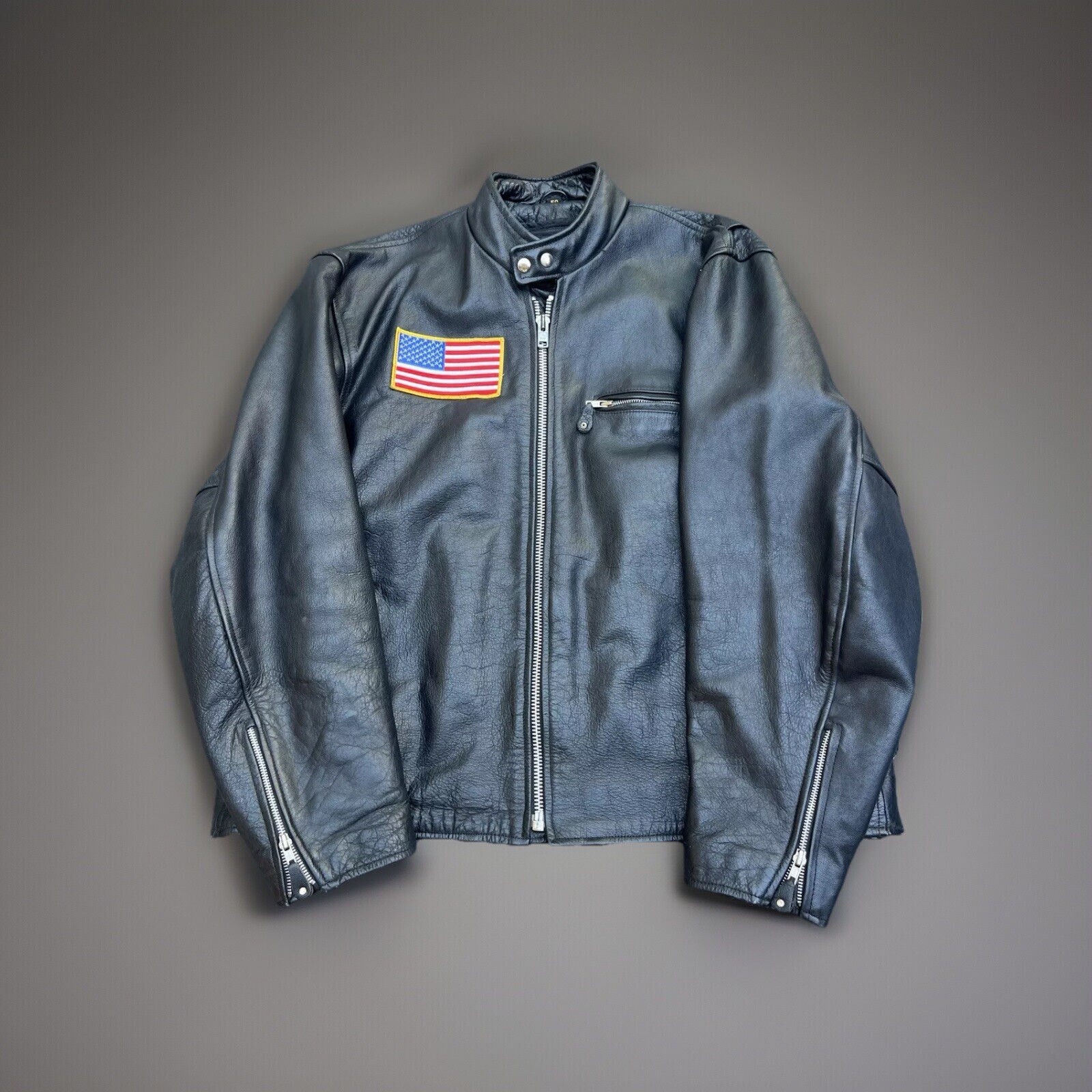 Men's Black Leather Hudson Goldwing Cafe Racer Motorcycle Biker Jacket ...