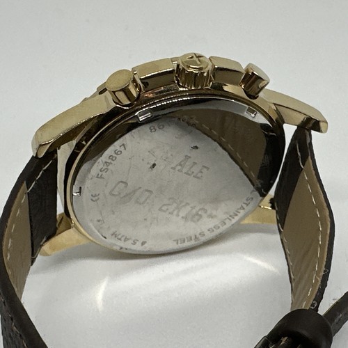 Fossil Dean FS4867 Men Black Leather Analog Dial Quartz Chronograph ...