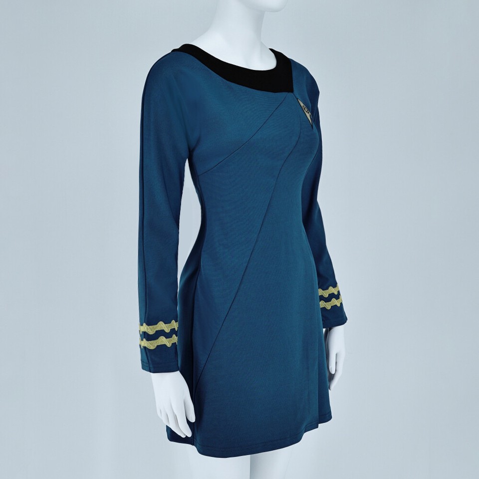 Cosplay TOS Female Duty Uniforms The Original Series Blue Gold Red ...