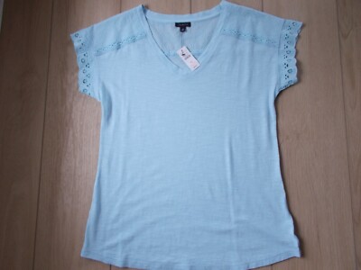 Talbots V-Neck top - XS - Light Blue with lace style on top | eBay