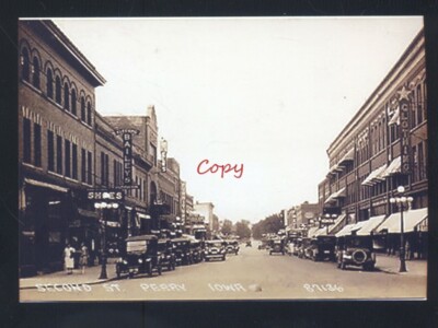 REAL PHOTO PERRY IOWA DOWNTOWN SECOND STREET SCENE CARS POSTCARD COPY ...