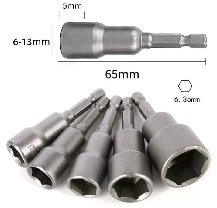 14pc Hex set Magnetic Impact Nut Driver Tek Adaptor Screw drill Bit 6 ...