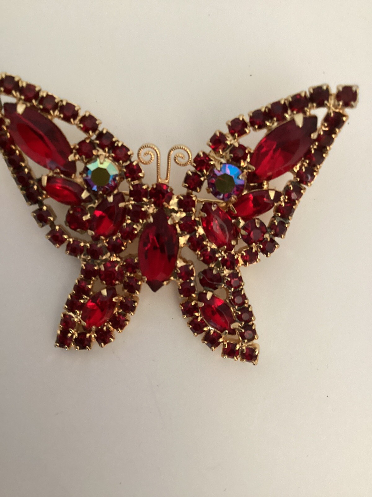 Vintage Signed Weiss Rare RED Butterfly Brooch Pin - Gem