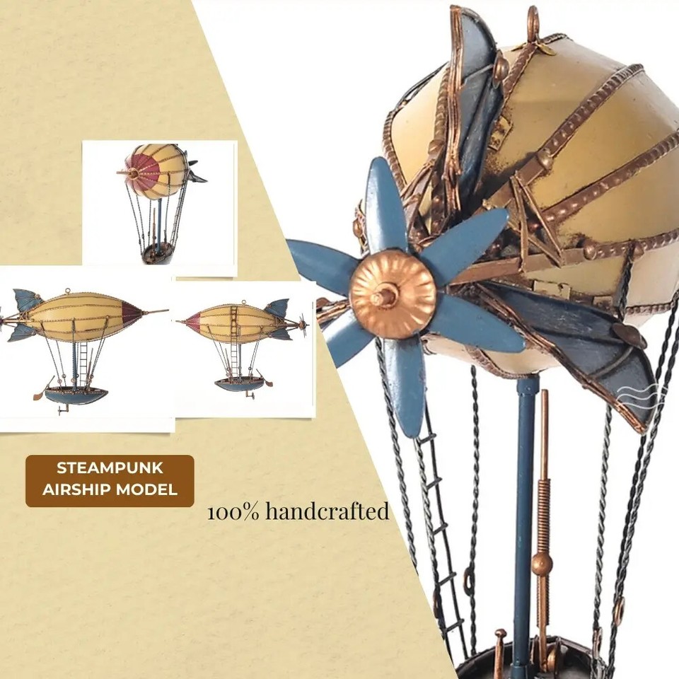 Steampunk Airship | Handcrafted Airship W/ Iron Frame Engine Propeller ...