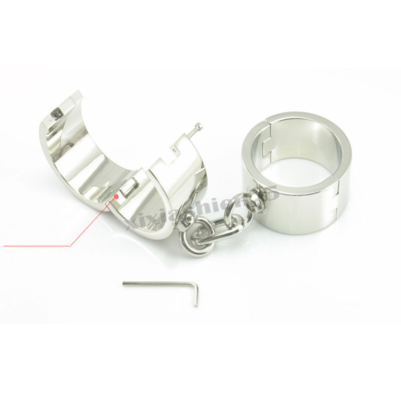 Heavy 8.5cm Dia Ankle Cuffs Stainless Steel Shackle Restraint Fetter ...