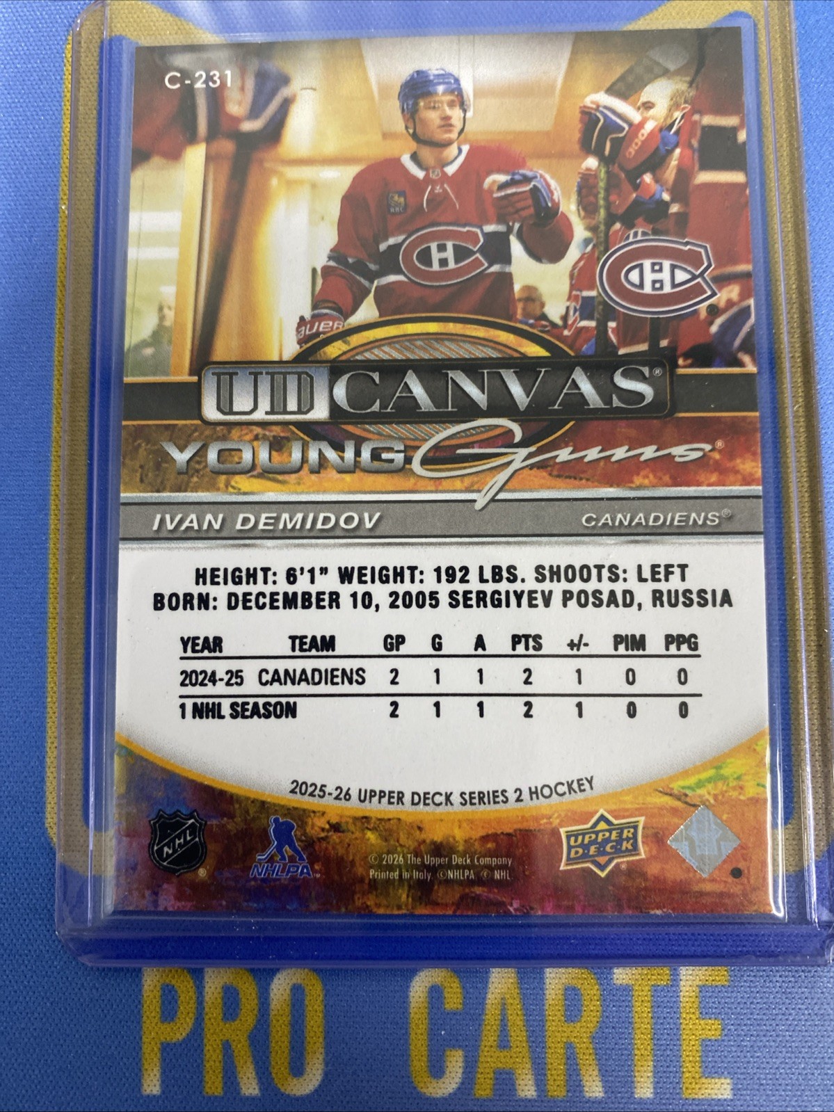 2025-26 UPPER DECK SERIES 2 YOUNG GUNS UD CANVAS C-231 Ivan Demidov | eBay