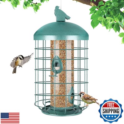 Yinns Caged Bird Feeder for Outside, Large Squirrel Proof Metal Bird ...