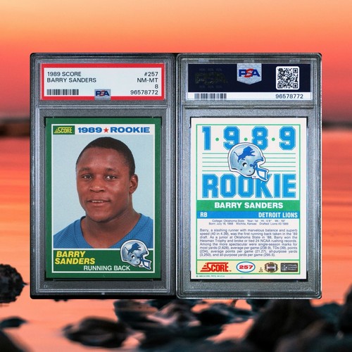 Barry Sanders RC 1989 Score ROOKIE Card #257 Graded PSA 8 NM-MT Detroit ...