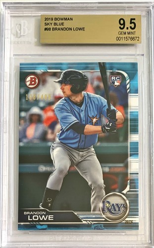2019 Bowman Brandon Lowe Sky Blue Rookie RC #128/499 BGS 9.5 GEM MINT ...