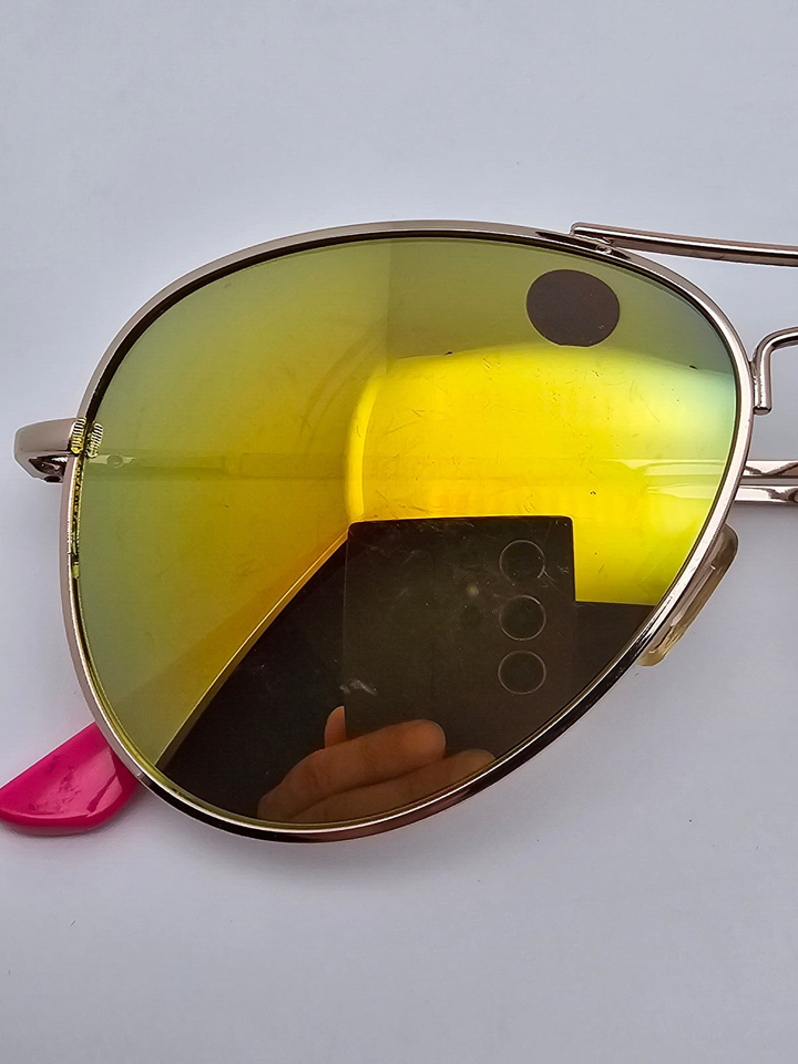 Betsey Johnson Gold Frame Gold Flash Mirror Lens Aviator Sunglasses w ...