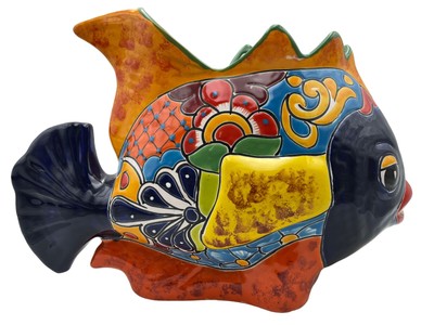 Talavera Fish Planter Large Double Sided Pot Pez Mexican Pottery Folk Art 20" | eBay