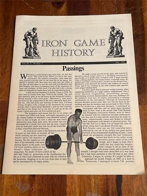 IRON GAME HISTORY bodybuilding strongman magazine booklet PASSINGS 7-92 ...