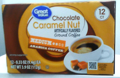 Great Value Chocolate Caramel Nut, Medium Roast Ground Coffee, K-Cups ...