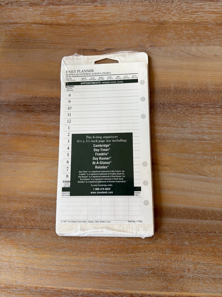 Mead Cambridge Undated Daily Planner Refill #47006 -NEW - READ BELOW | eBay