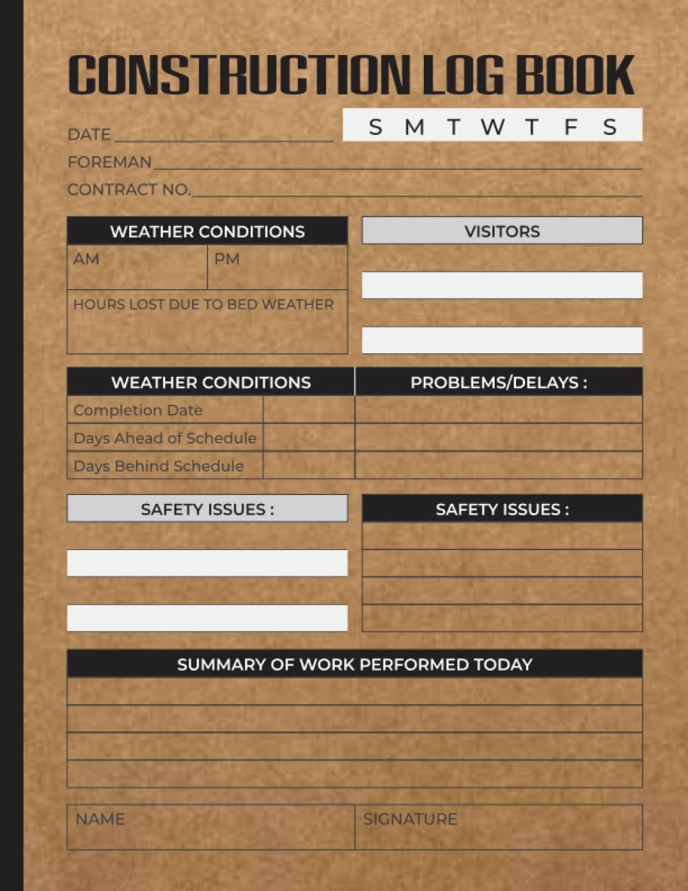 Construction Daily Site Log Book | Job Site Project Management Report ...