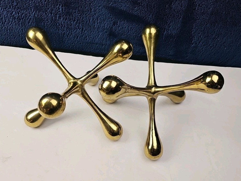 Set Of 2 Twi Modernist Jax Gold Tone MCM Bookend Sculpture Desk ...