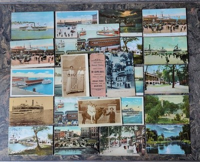25pc 1906-1920 Cedar Point Postcard Ribbon & RPPC Lot Steam Ships ...