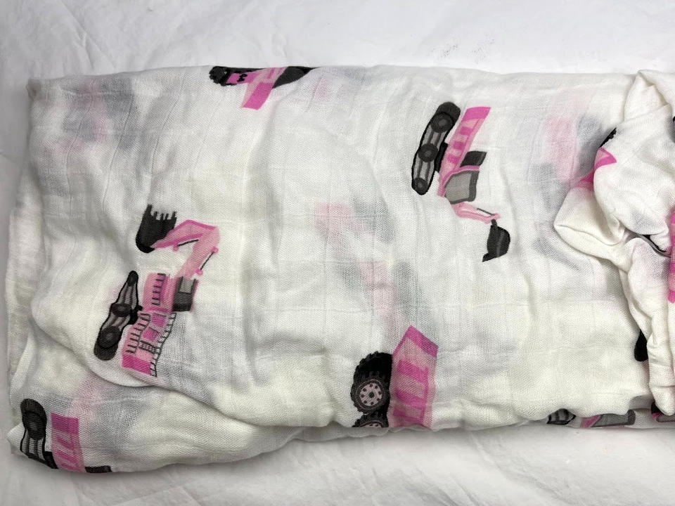 Newcastle Pink Digger Bamboo Baby Crib Sheet Truck Construction ...